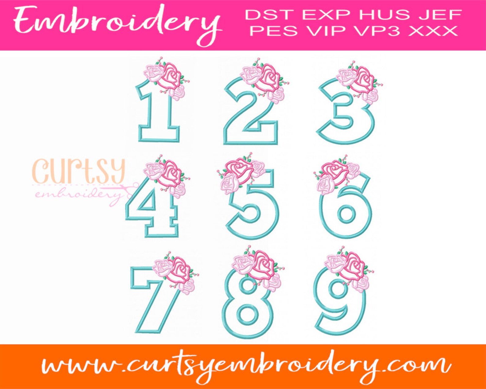 Birthday Number Applique / Floral Number Applique Design / - Etsy