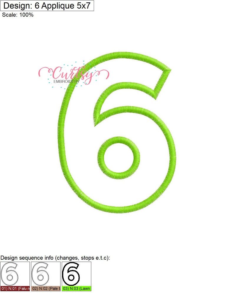 Applique Numbers / 6 Applique Design / Six Applique Design / - Etsy