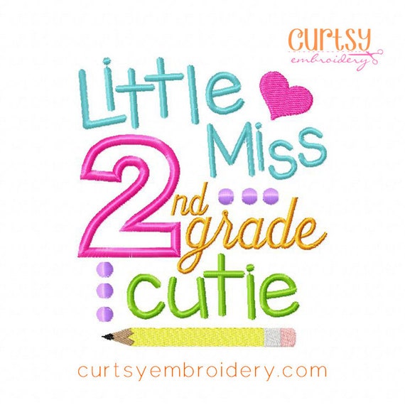 2nd Grade Applique Design Back to School Embroidery Design | Etsy