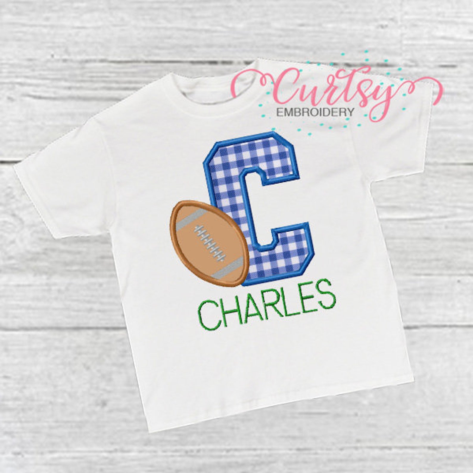 Monogram Football Applique Design / Letter C Football Embroidery Design ...