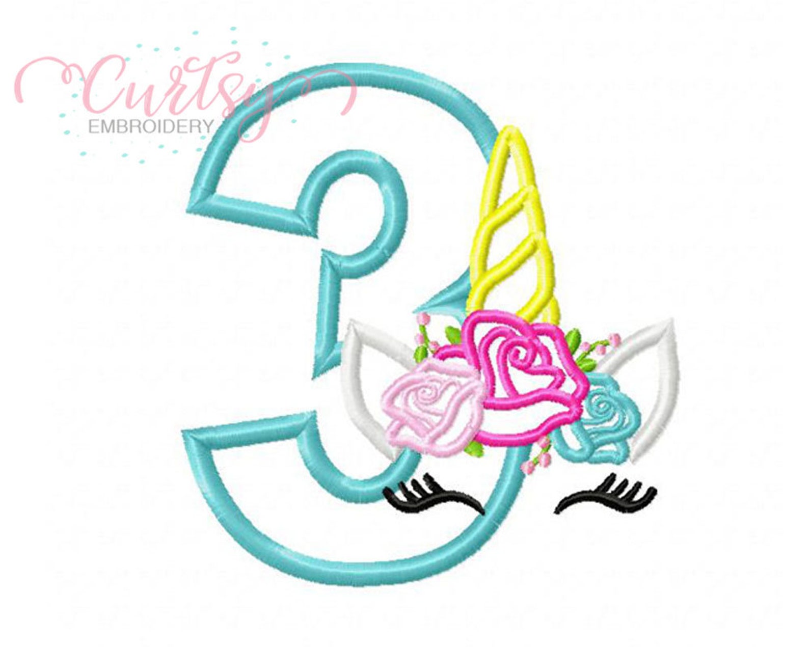 Birthday Unicorn Applique / Unicorn Face Embroidery / Unicorn - Etsy