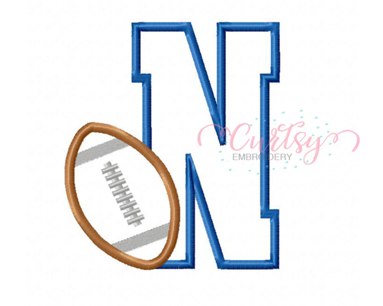 Monogram Football Applique Design / Letter N Football Embroidery Design ...