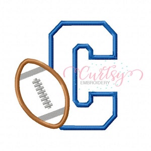 Monogram Football Applique Design / Letter C Football Embroidery Design ...