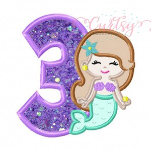 Mermaid Birthday Embroidery Design / Mermaid Applique Design / Mermaid ...