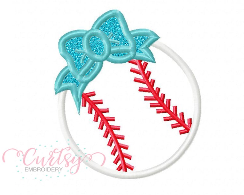 Baseball Embroidery / Baseball Applique / Baseball Bow / | Etsy