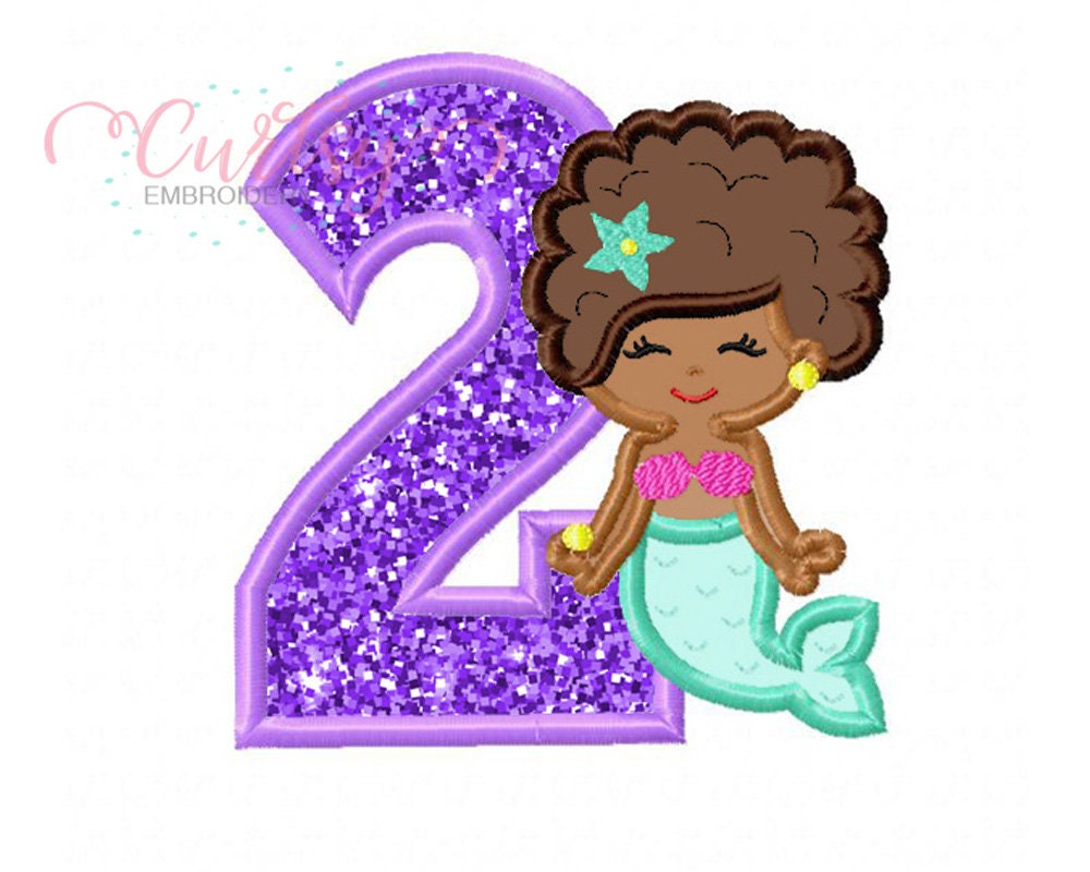 Mermaid Birthday Embroidery Design / Mermaid Applique Design / Mermaid ...
