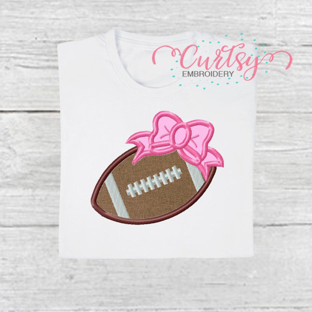 Football With Bow Applique Embroidery Design / Applique Football ...