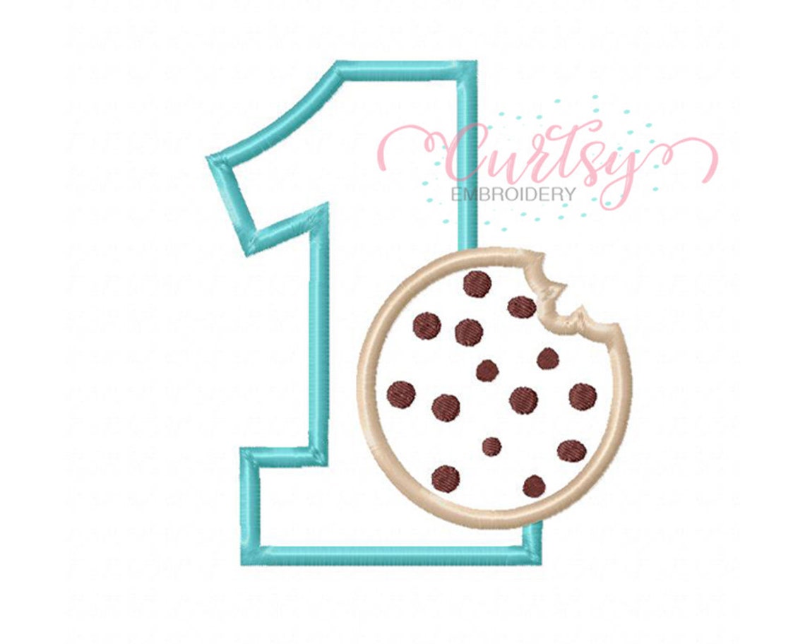 First Birthday Chocolate Chip Cookie Applique Design / Cookie Applique ...