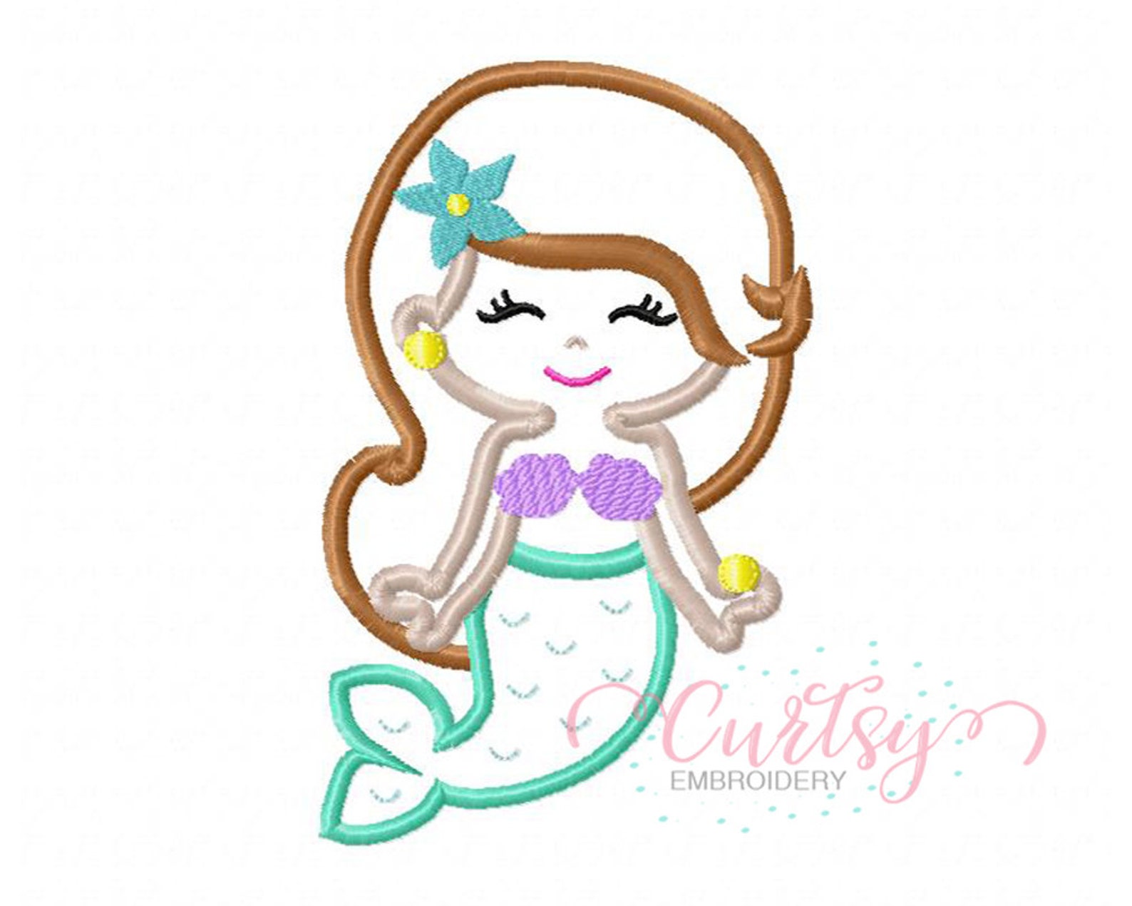 Mermaid Embroidery Design / Mermaid Applique Design / Mermaid Applique ...
