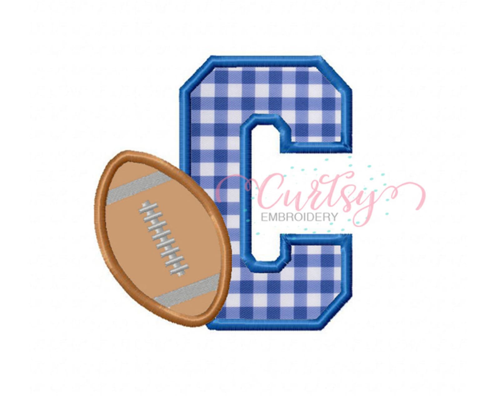 Monogram Football Applique Design / Letter C Football Embroidery Design ...
