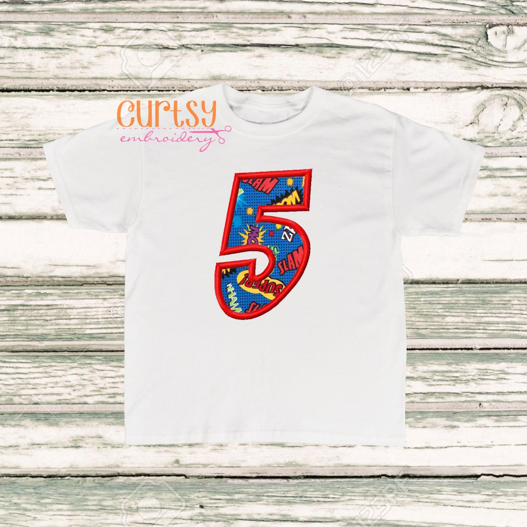 Five Applique Design, 5 Applique Design, Comic Book Font Number, Fifth ...