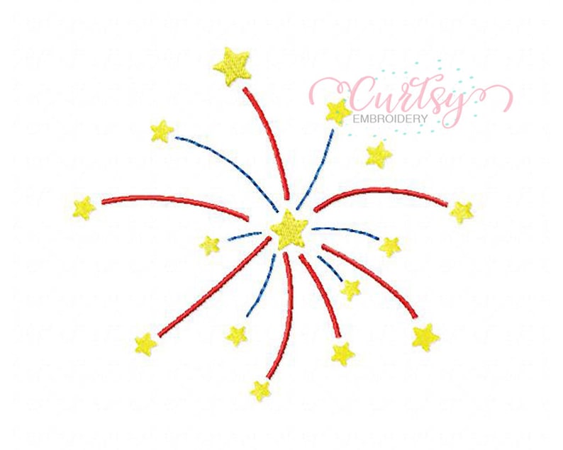 Firework Embroidery Design / 4th of July Machine Embroidery Design ...
