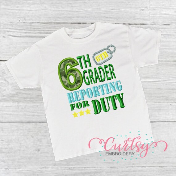 6th Grade Applique Design / Back to School Embroidery Design / | Etsy