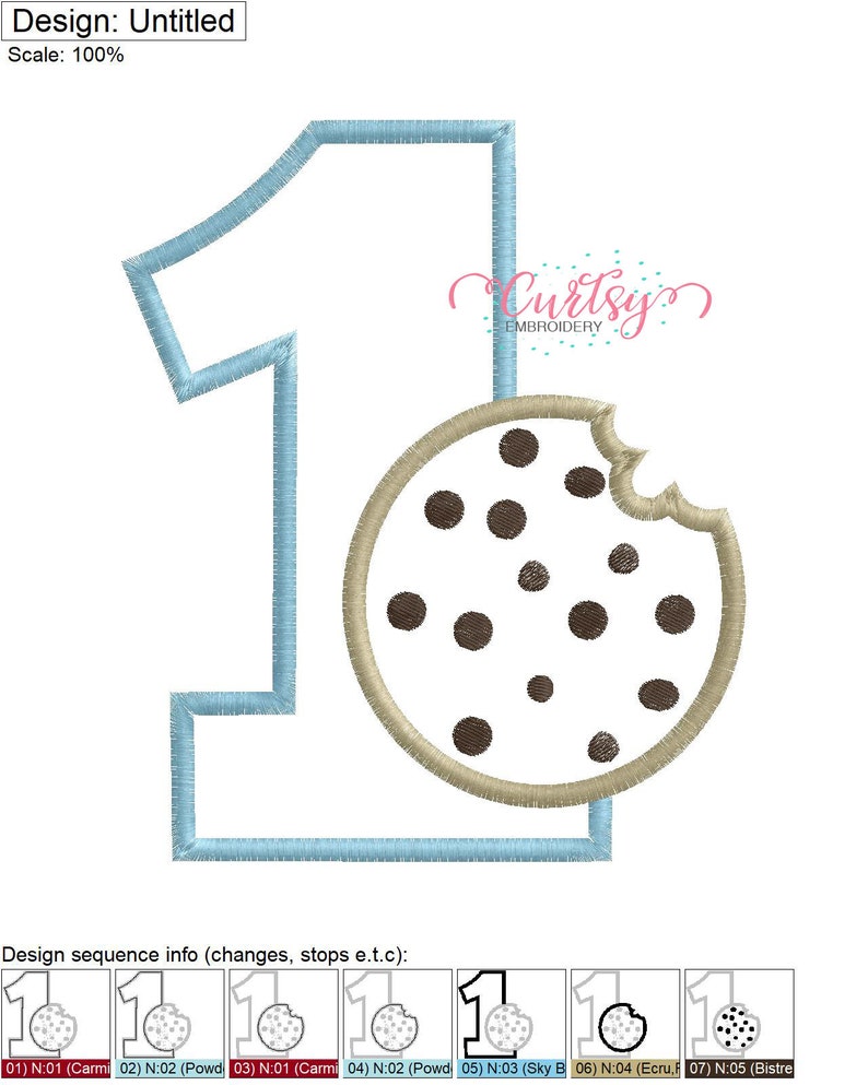 First Birthday Chocolate Chip Cookie Applique Design / Cookie Applique ...