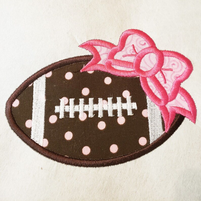 Football With Bow Applique Embroidery Design / Applique - Etsy