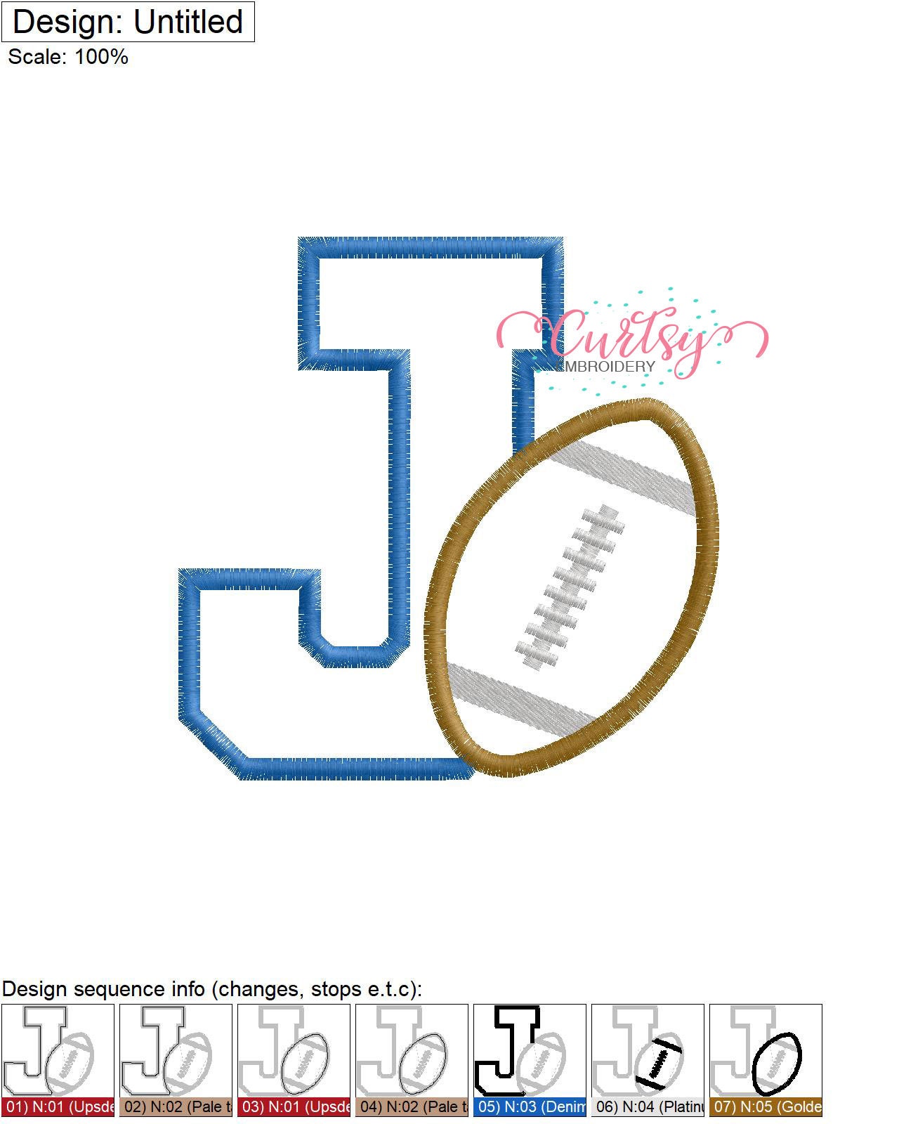 Monogram Football Applique Design / Letter J Football - Etsy