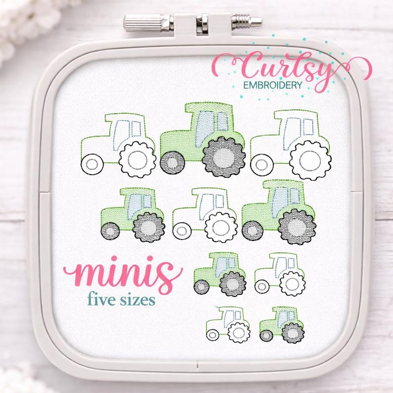 Tractor Mini Embroidery Design, Farm Tractor Embroidery File, 5 Sizes ...