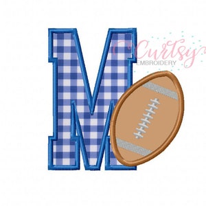 Monogram Football Applique Design / Letter M Football Embroidery Design ...