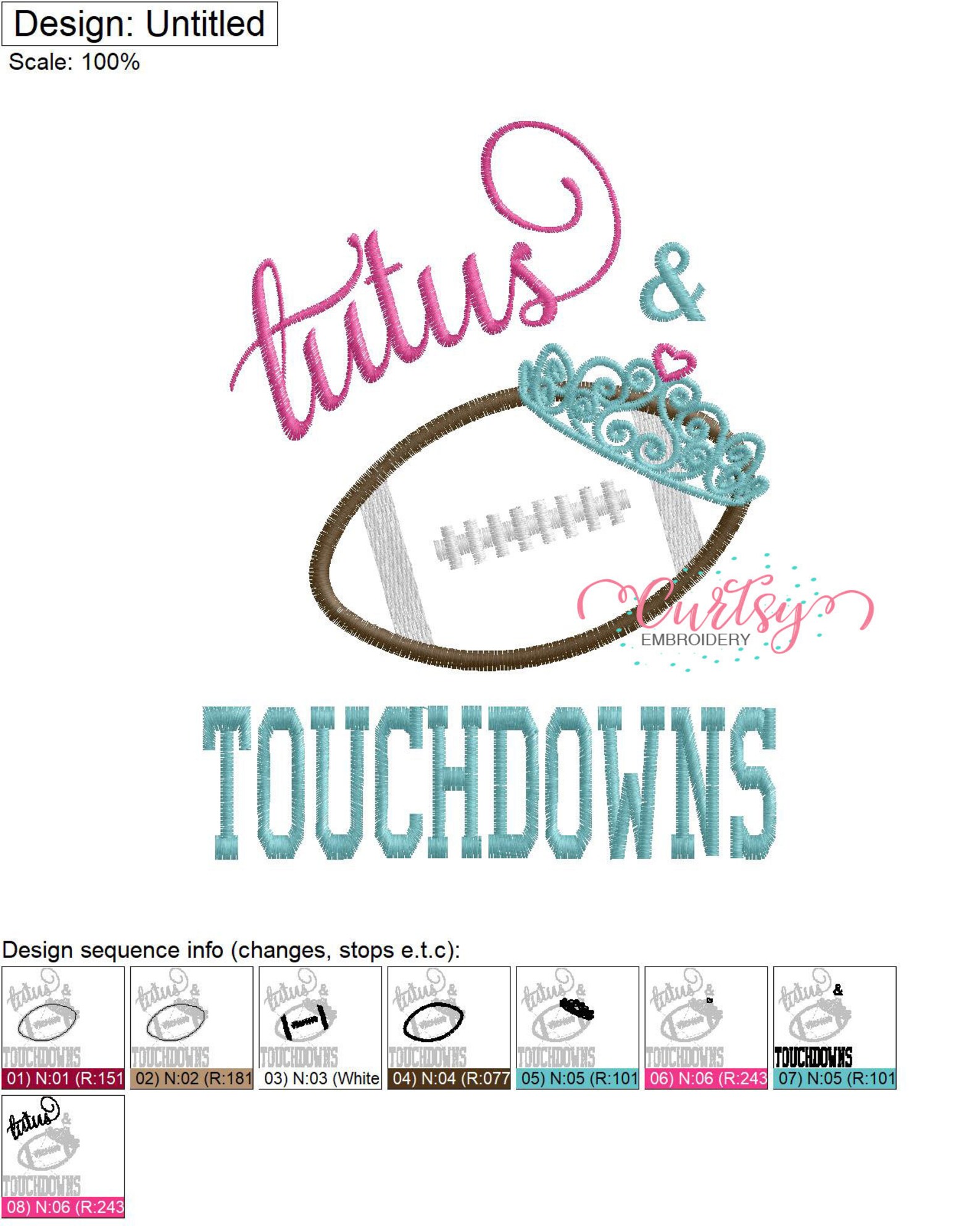 Tutus and Touchdowns Embroidery Design / Tutus and Touchdowns - Etsy