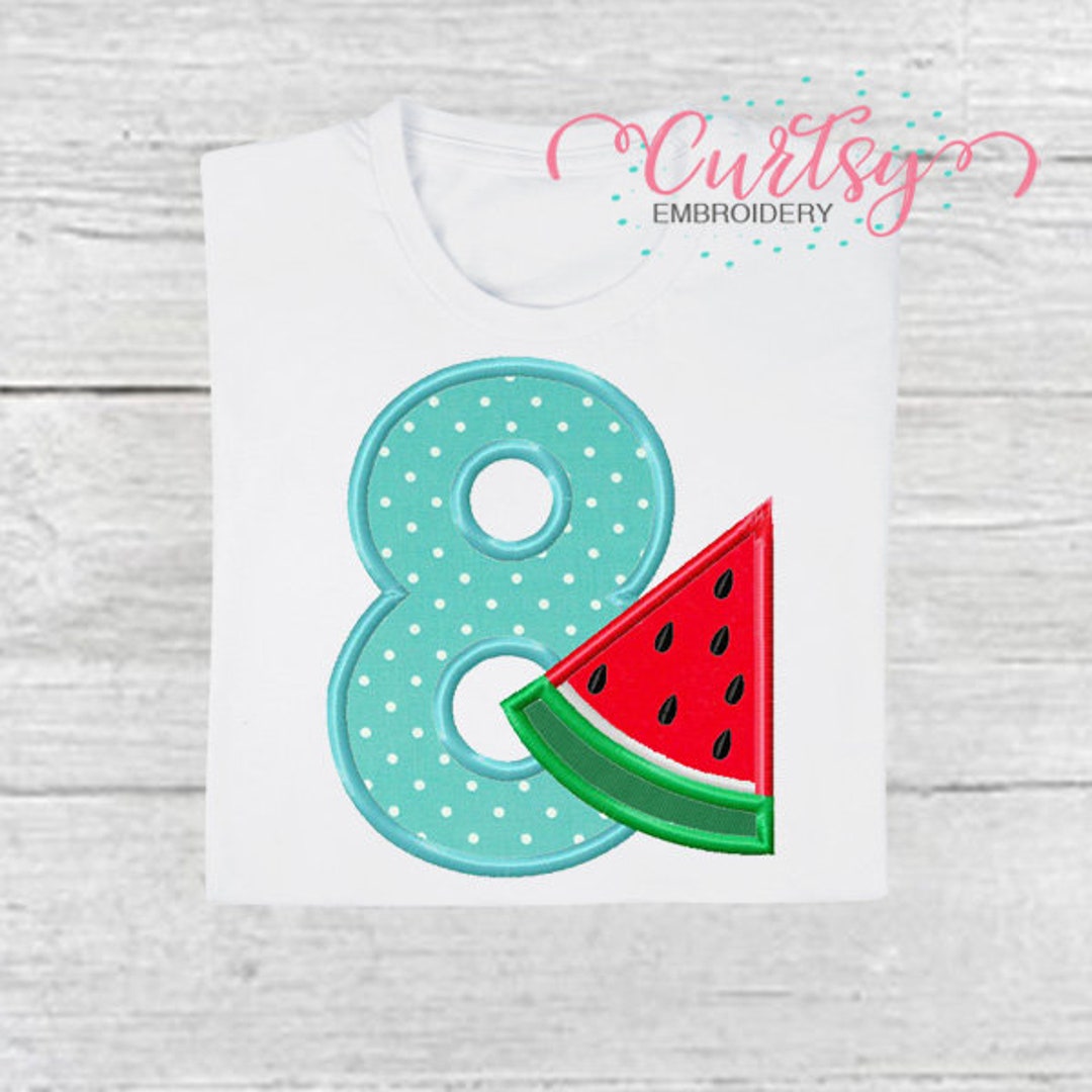 Eighth Birthday Watermelon Applique Design / 8th Birthday Watermelon ...