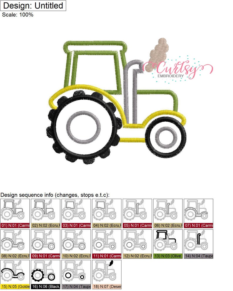 Tractor Applique Design / Tractor Embroidery Design / Tractor - Etsy