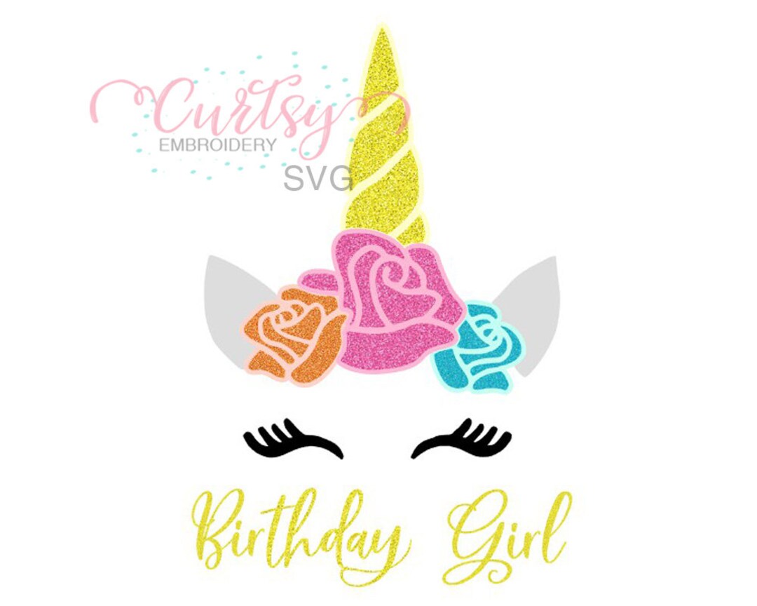 Birthday Unicorn SVG / Unicorn With Rose Svg / Unicorn Face Svg ...