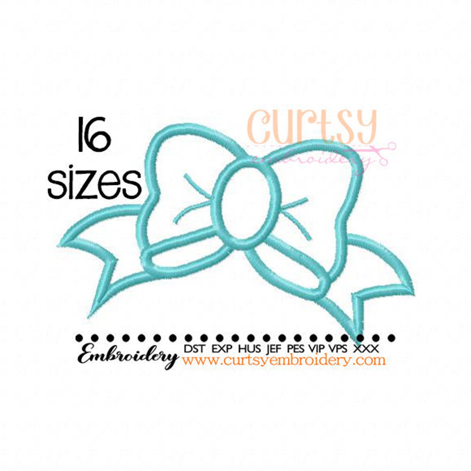 Bow Applique Design Bow Embroidery Design 16 Sizes - Etsy