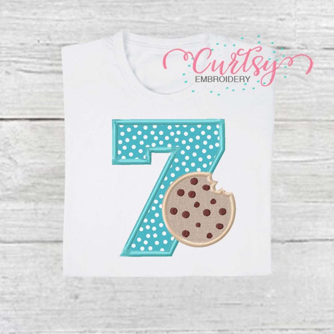 Seventh Birthday Chocolate Chip Cookie Applique Design / Cookie ...