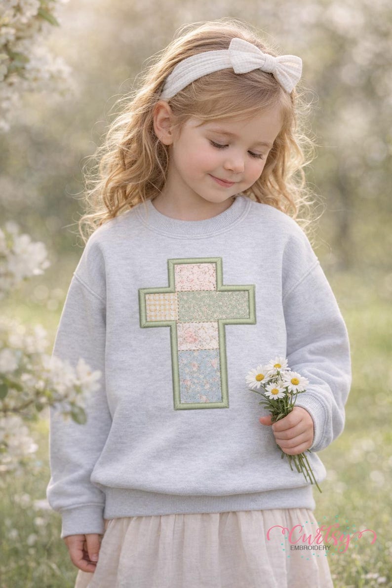 Cross Applique Embroidery File | Quilted Patchwork Cross Embroidery ...