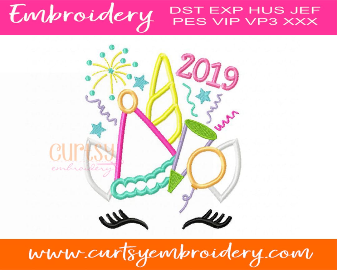New Year Unicorn Applique Design, Happy New Year, Unicorn Applique - Etsy