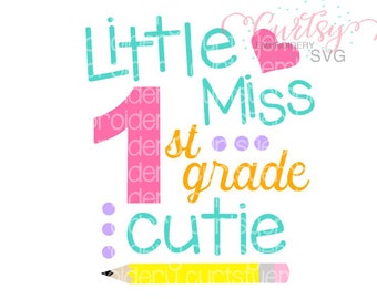 Back to School Little Miss 1st Grade SVG School Cut File - Etsy
