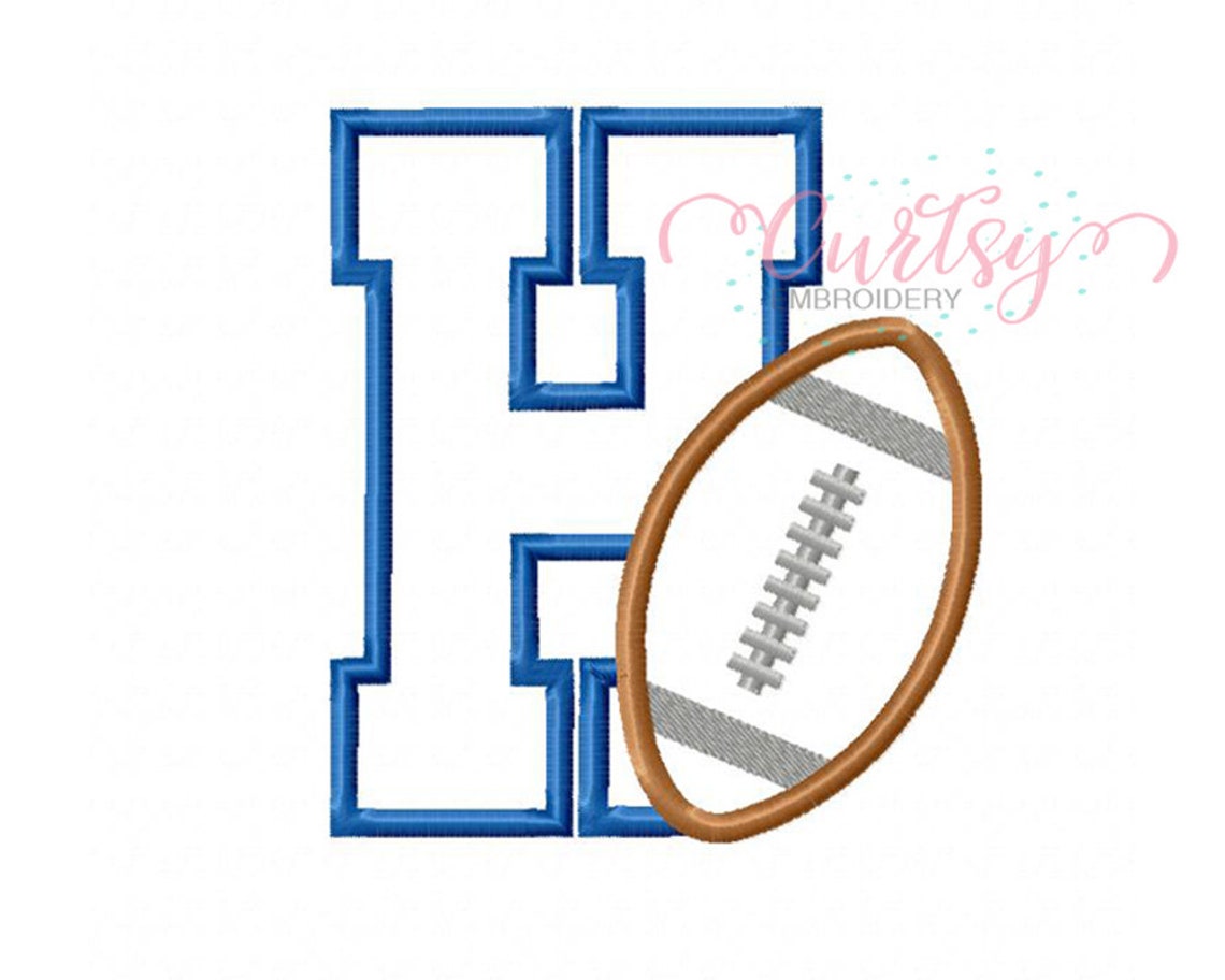 Monogram Football Applique Design / Letter H Football Embroidery Design ...