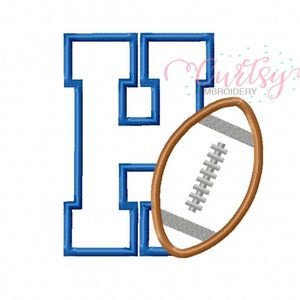 Monogram Football Applique Design / Letter H Football Embroidery Design ...