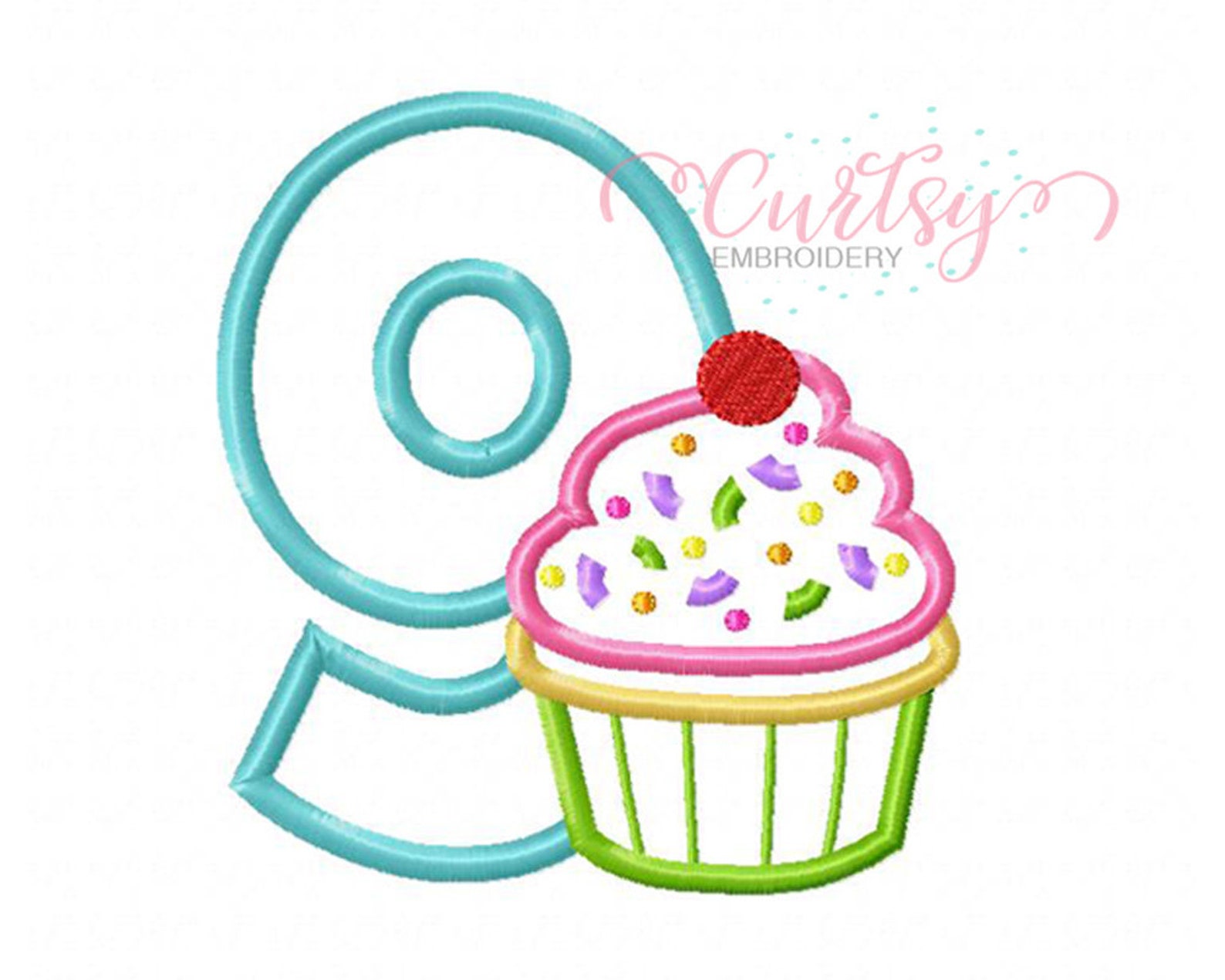 Cupcake Applique Design / Cupcake Applique Embroidery Design / 9th ...