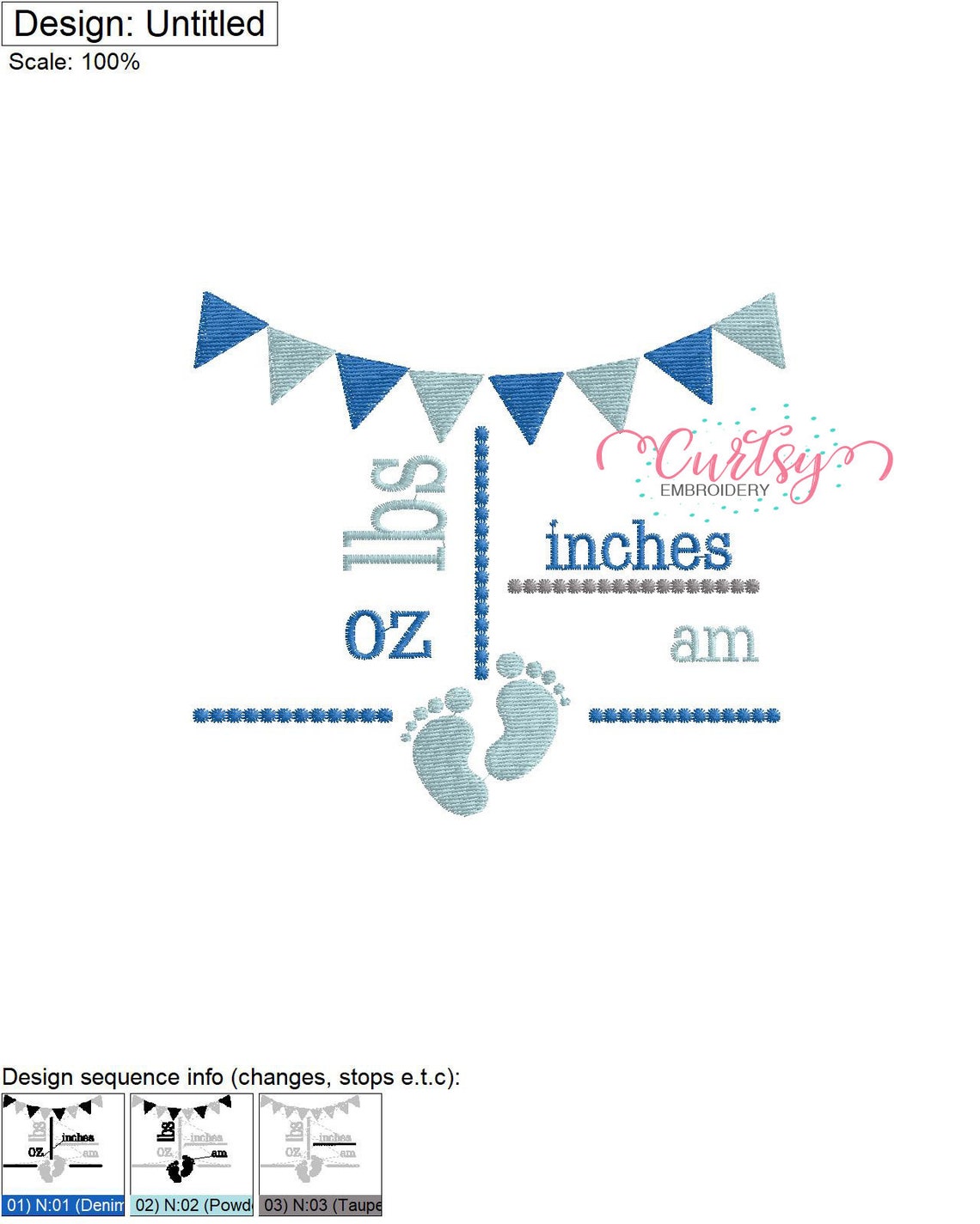 Baby Birth Announcement Embroidery Design / Newborn Stats - Etsy