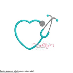 Heart Stethoscope Embroidery Design / Heart Stethoscope Monogram ...