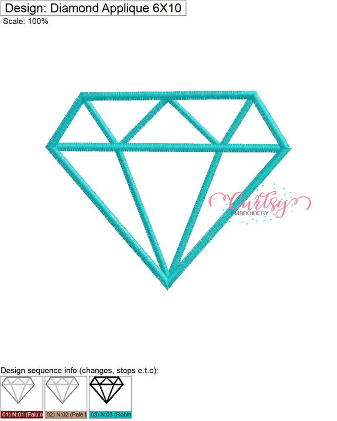 Diamond Embroidery Design / Applique Designs / Diamond | Etsy