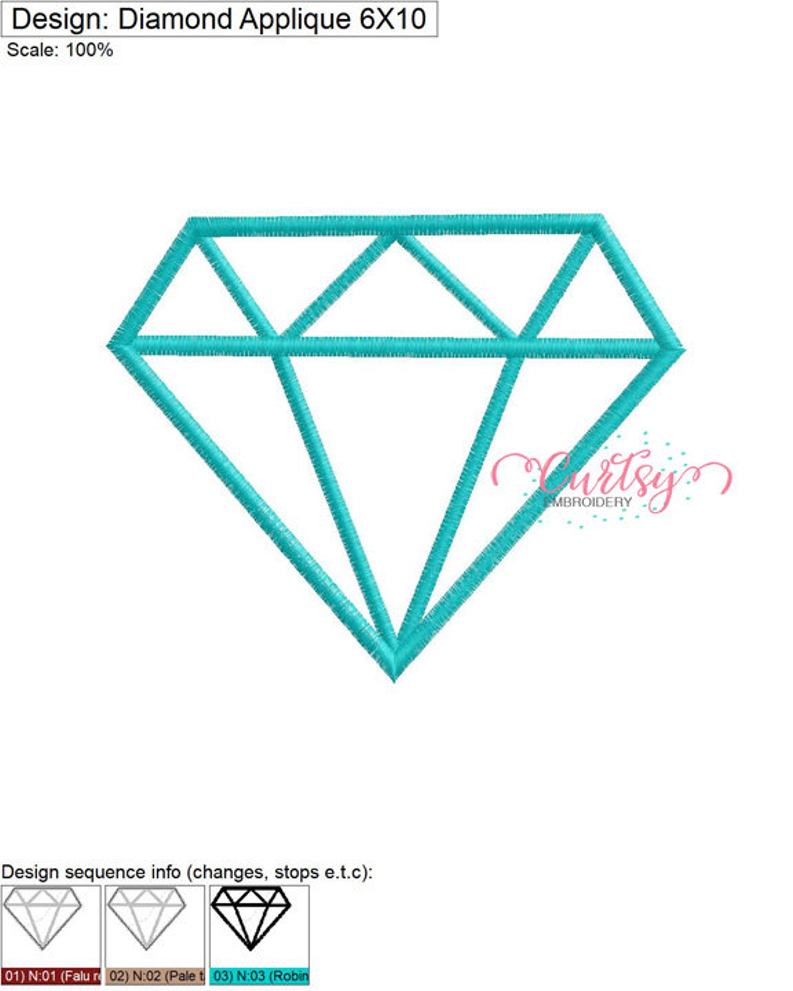 Diamond Embroidery Design / Applique Designs / Diamond | Etsy