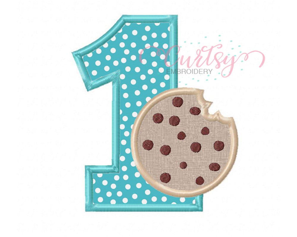 First Birthday Chocolate Chip Cookie Applique Design / Cookie Applique ...