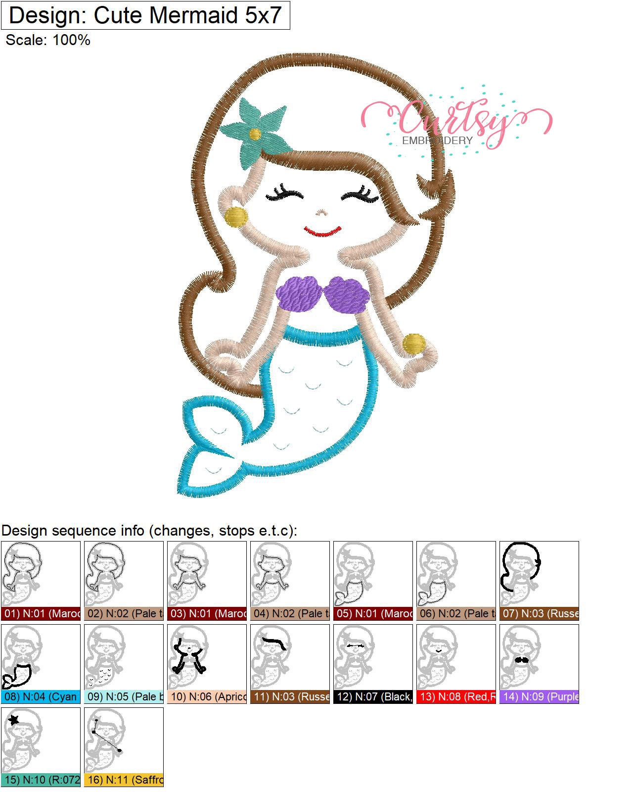 Mermaid Embroidery Design / Mermaid Applique Design / Mermaid - Etsy