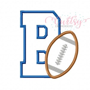 Monogram Football Applique Design / Letter B Football Embroidery Design ...