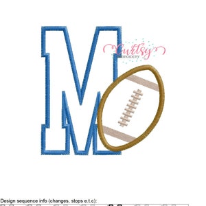 Monogram Football Applique Design / Letter M Football Embroidery Design ...