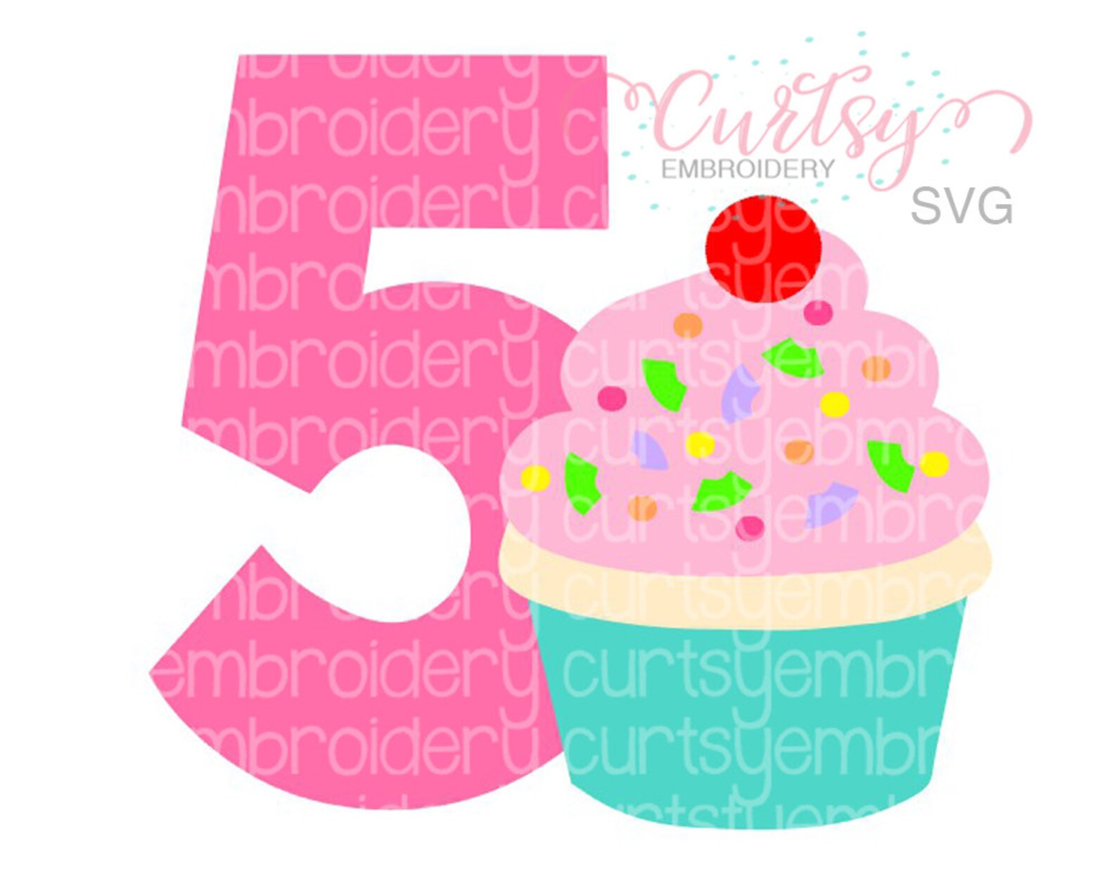 Fifth Birthday SVG / 5th Birthday svg / Birthday Cupcake svg / | Etsy