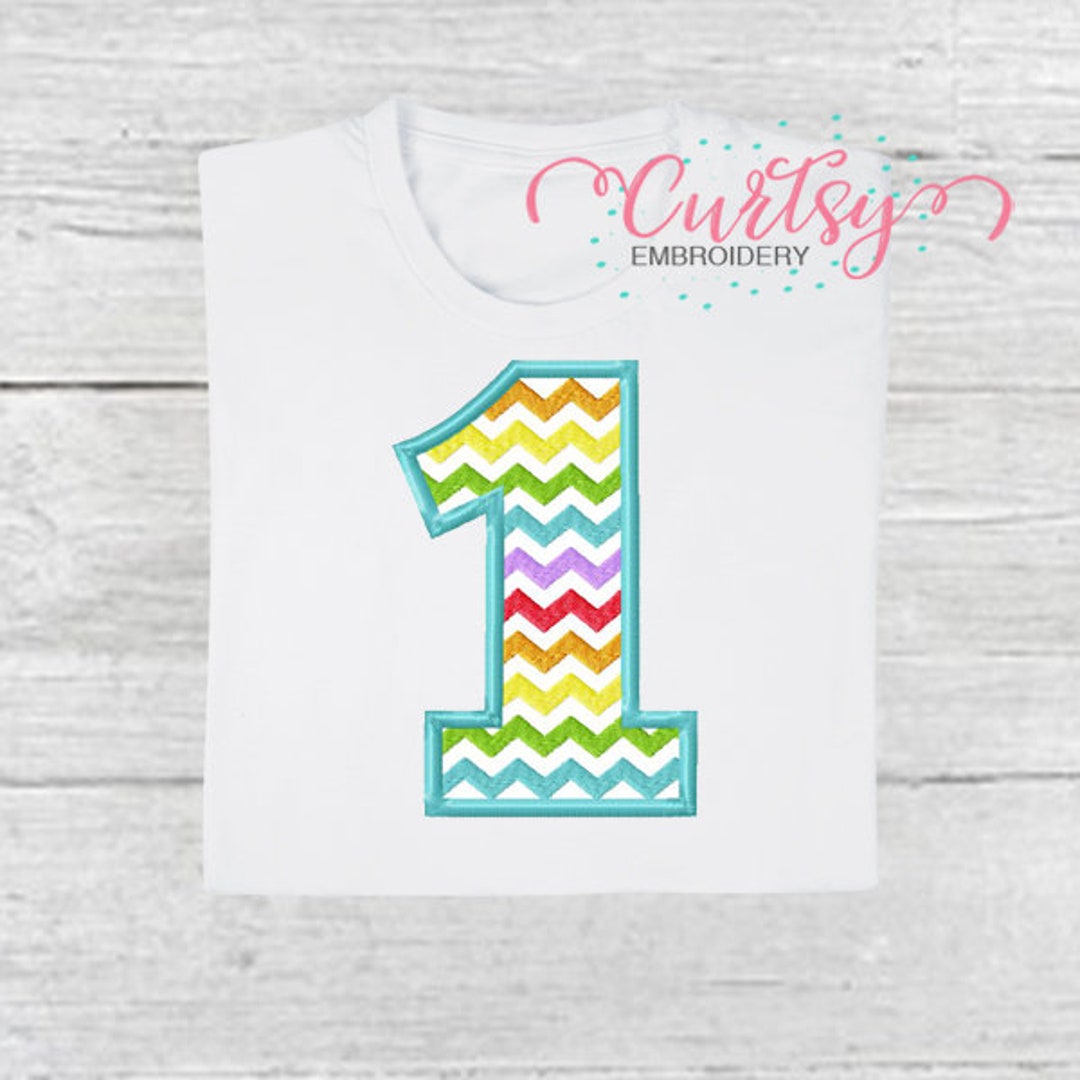 Chevron One Applique Design / First Birthday Embroidery Design / 1st ...