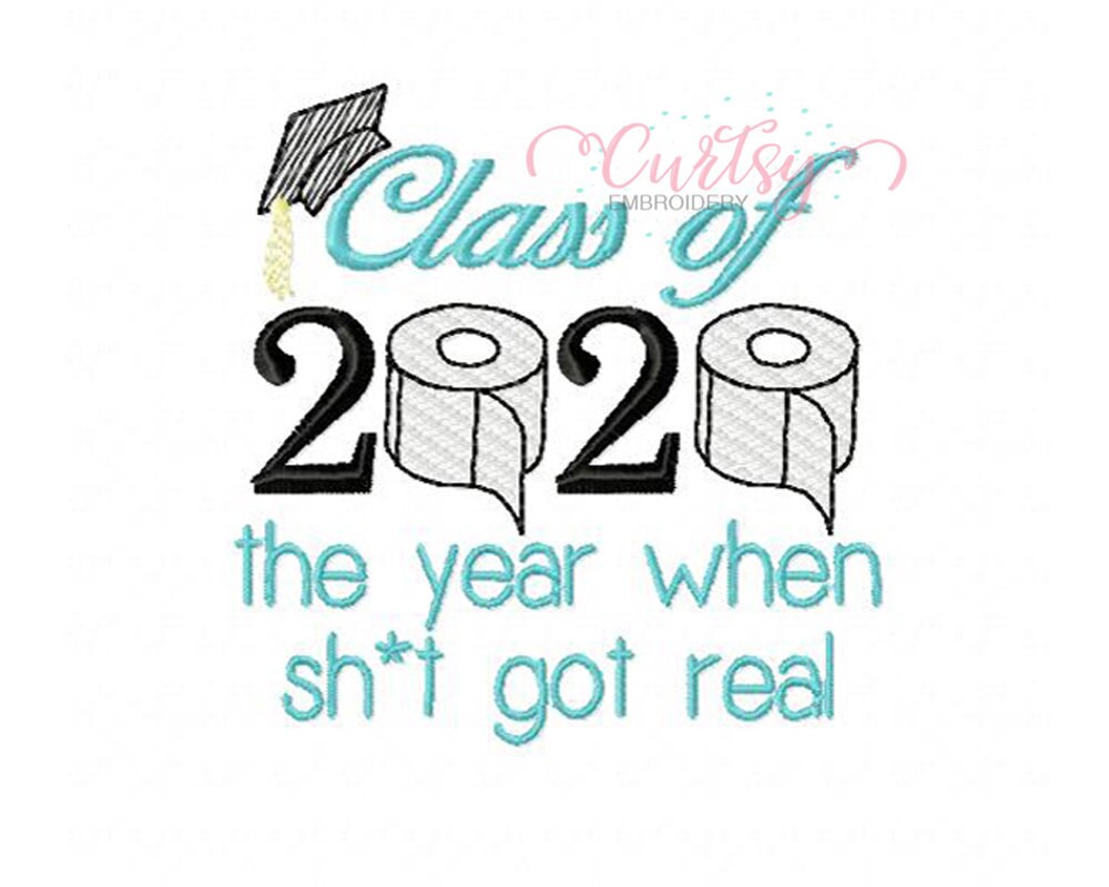 Toilet Paper Embroidery Design / Class of 2020 Embroidery / | Etsy