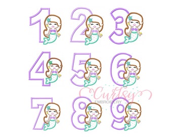 Mermaid Birthday Embroidery Design / Mermaid Applique Design / 8th ...
