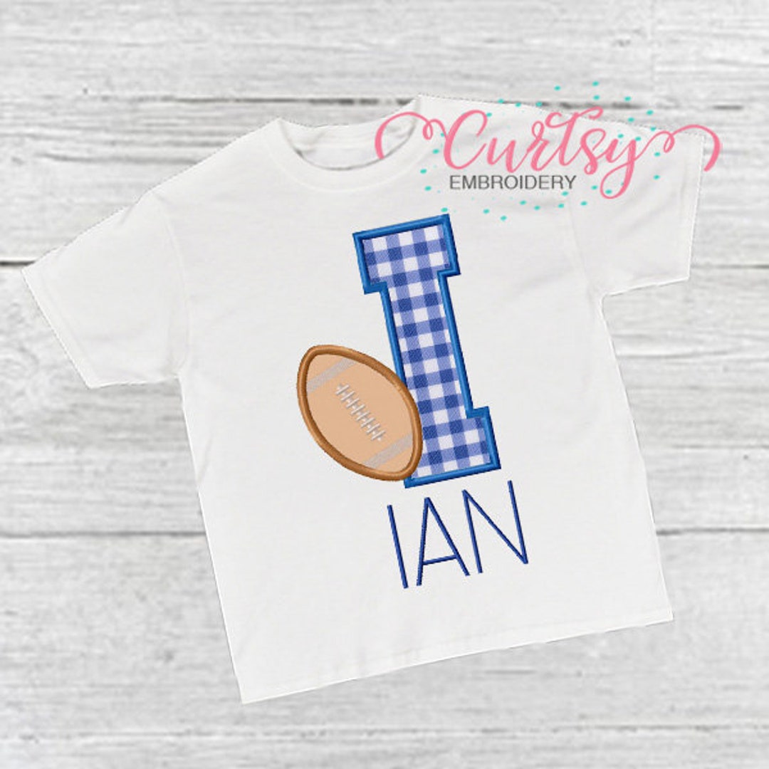 Monogram Football Applique Design / Letter I Football Embroidery Design ...