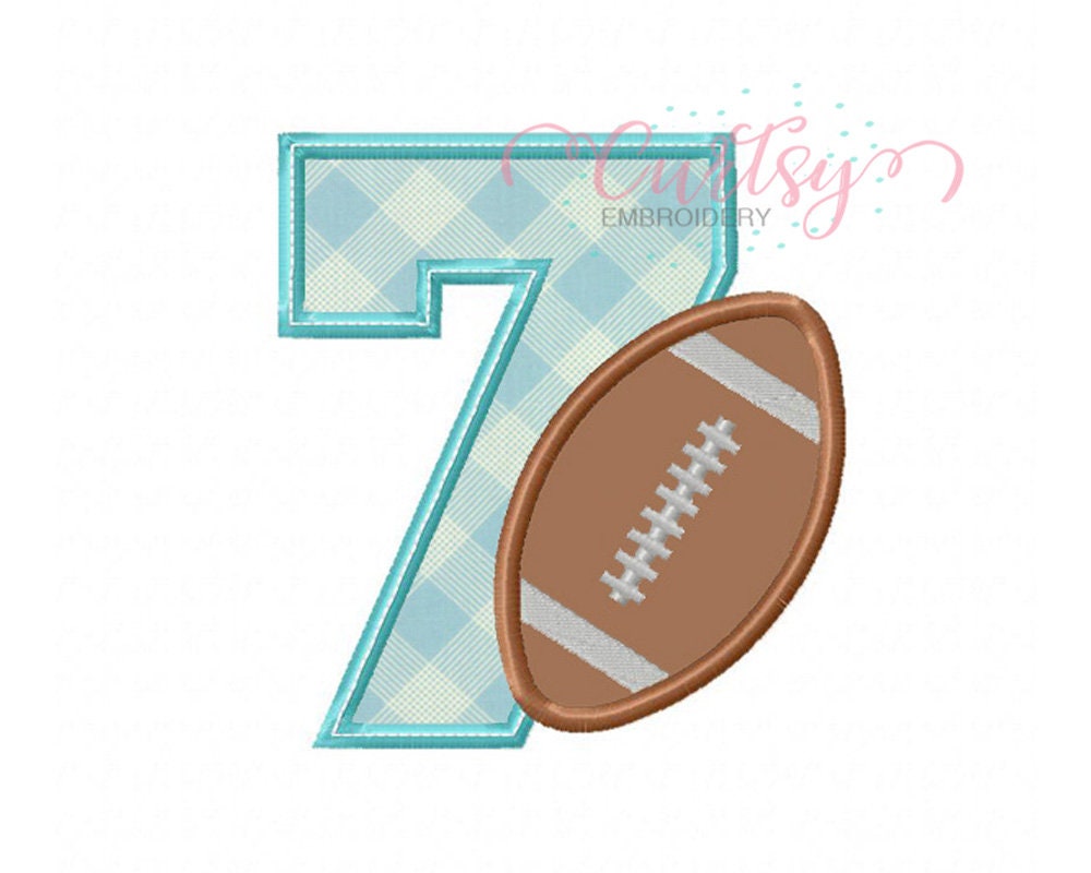 Football Embroidery Applique Design / 7th Birthday Football Applique ...