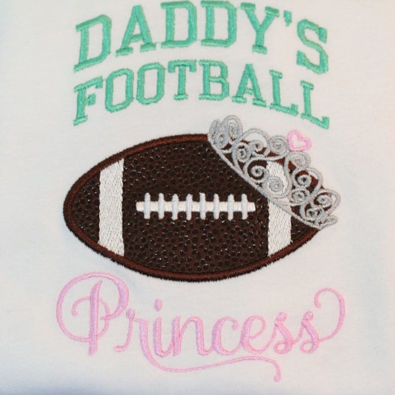 Football Princess Embroidery Design Daddy's Football - Etsy