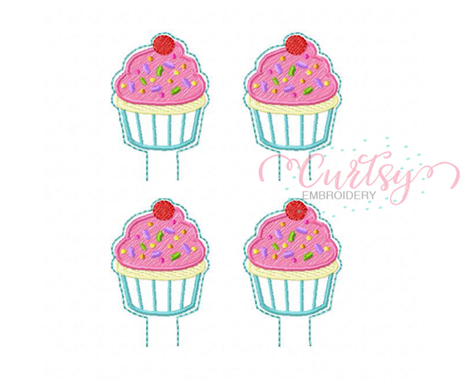 Pencil Topper Embroidery Design / Cupcake Pencil Topper / in - Etsy
